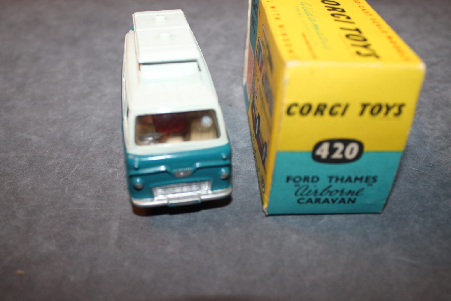 Corgi 420 Ford Thames Airborne Caravan | pale and deep blue