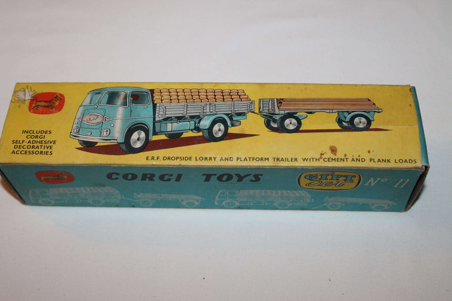 Corgi 11 E.R.F Dropside Lorry and Trailer with loads.