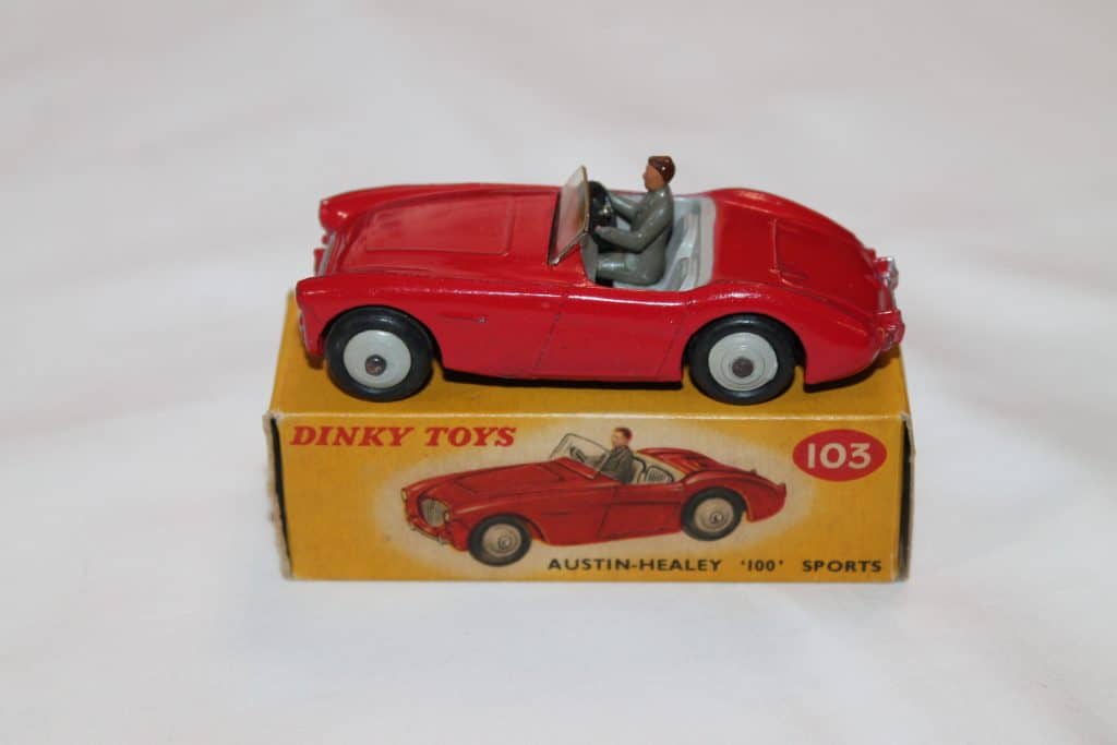 Dinky 103 Austin Healey 100 Tourer | bright red