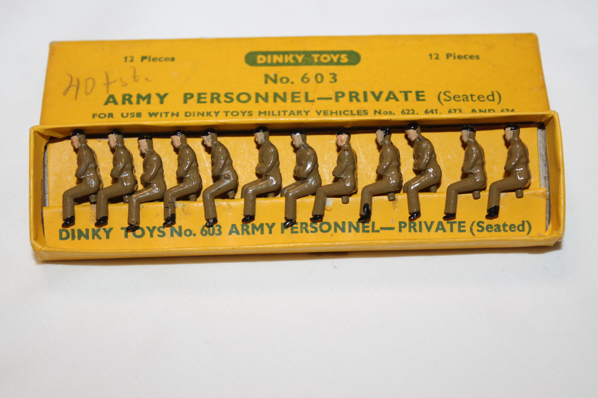 Dinky 603 Army Personnel-Private (Seated) x 12 | Mint